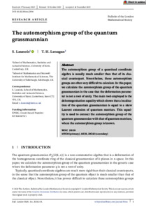 The automorphism group of the quantum grassmannian - Kent Academic Repository